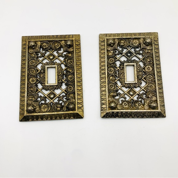 Vintage | Other | Vintage Brass Cherub Light Switch Plate Covers Set Of ...